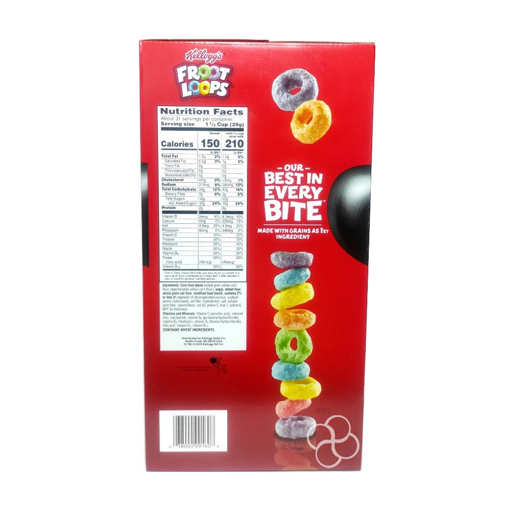 Fruit Loops Cereal Nutrition Label Kellogg's Froot Loops, Mixed Fruit